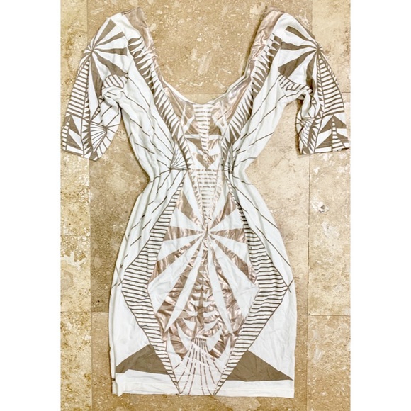 Poof! | Dresses | Poof Cream Bronze Aztec Long Sleeve Dress Sm | Poshmark